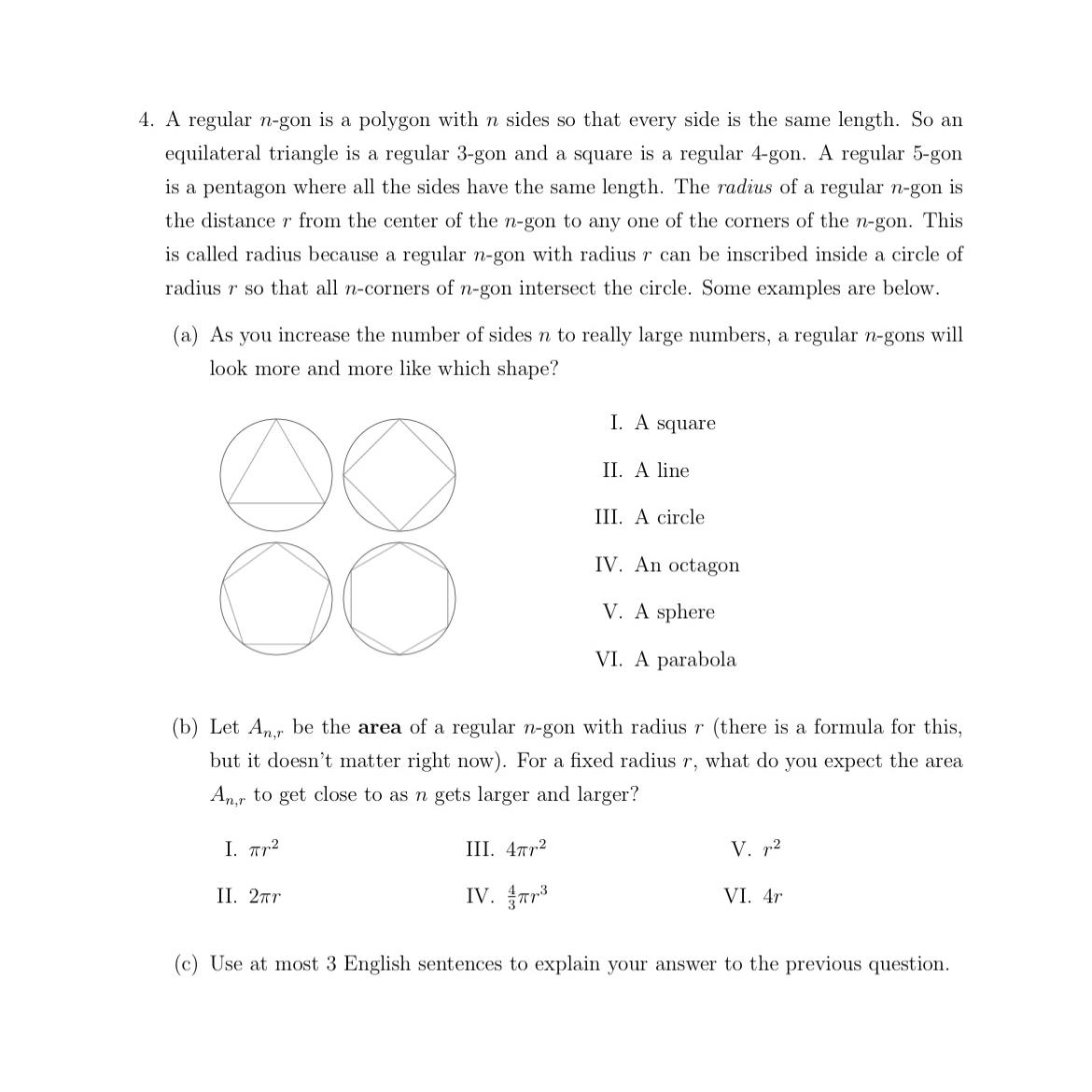 Solved A regular n-gon is a polygon with n ﻿sides so that | Chegg.com