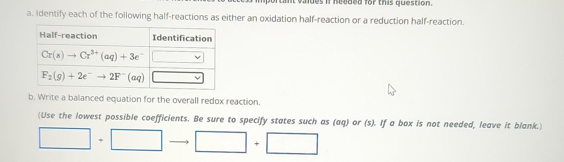 [solved] A Identify Each Of The Following Half Reacti