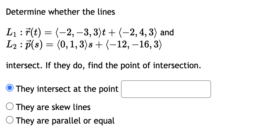 Solved Determine whether the lines | Chegg.com