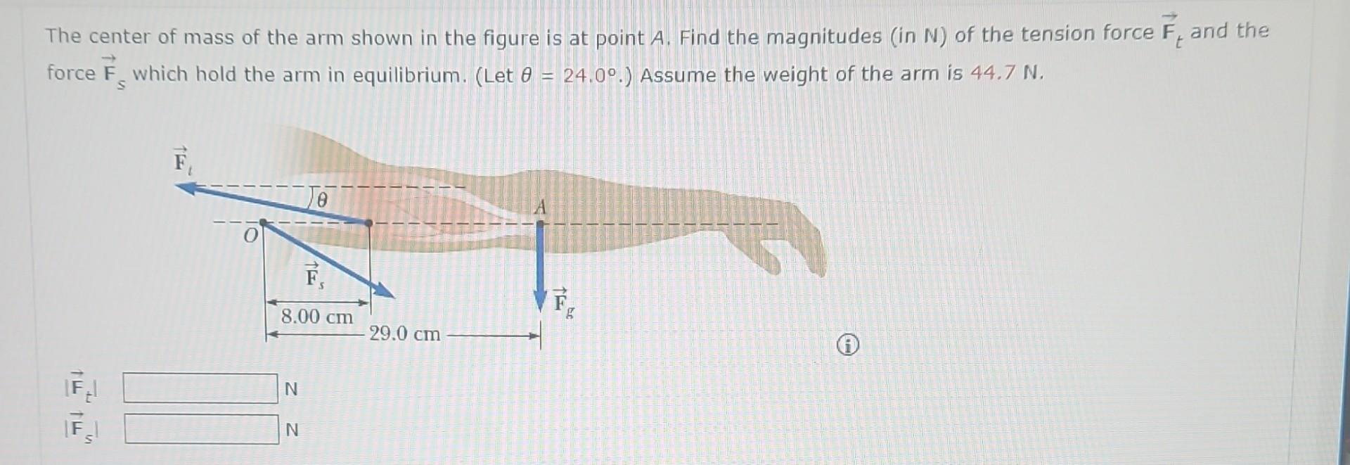 Solved The center of mass of the arm shown in the figure is | Chegg.com