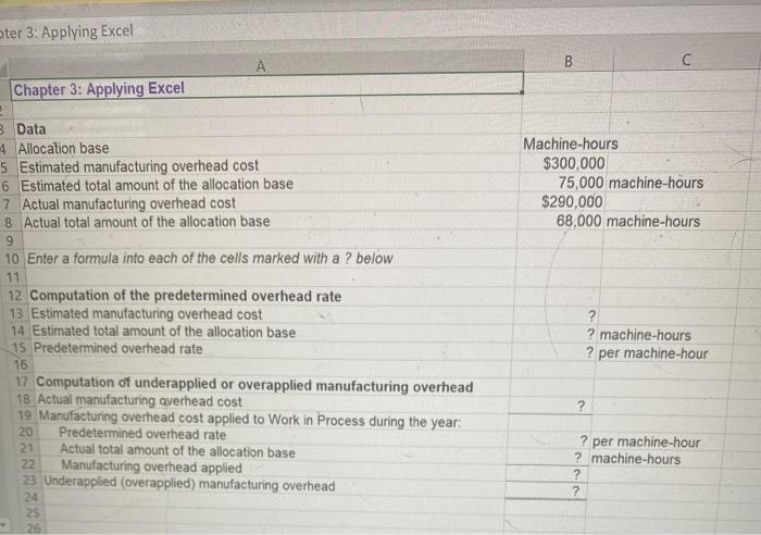 Solved ter 3: Applying Excel B C с Chapter 3: Applying Excel | Chegg.com