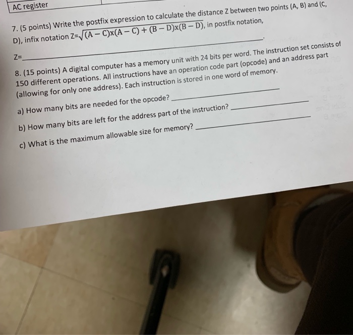 Solved 7. (5 points) Write the postfix expression to | Chegg.com