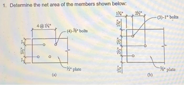 Solved 1. Determine the net area of the members shown below: | Chegg.com