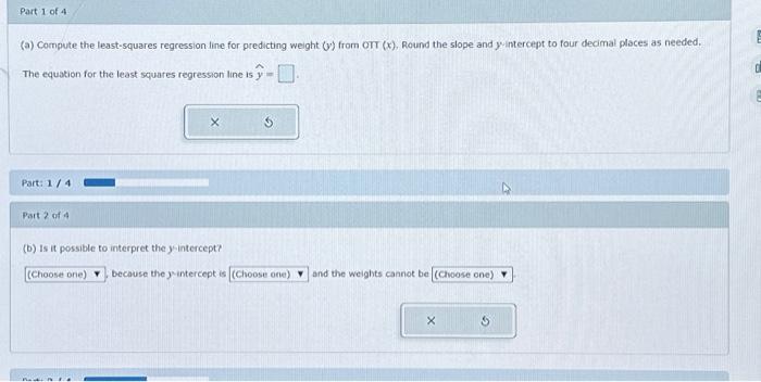 Solved (a) Compute the least-squares regression line for | Chegg.com