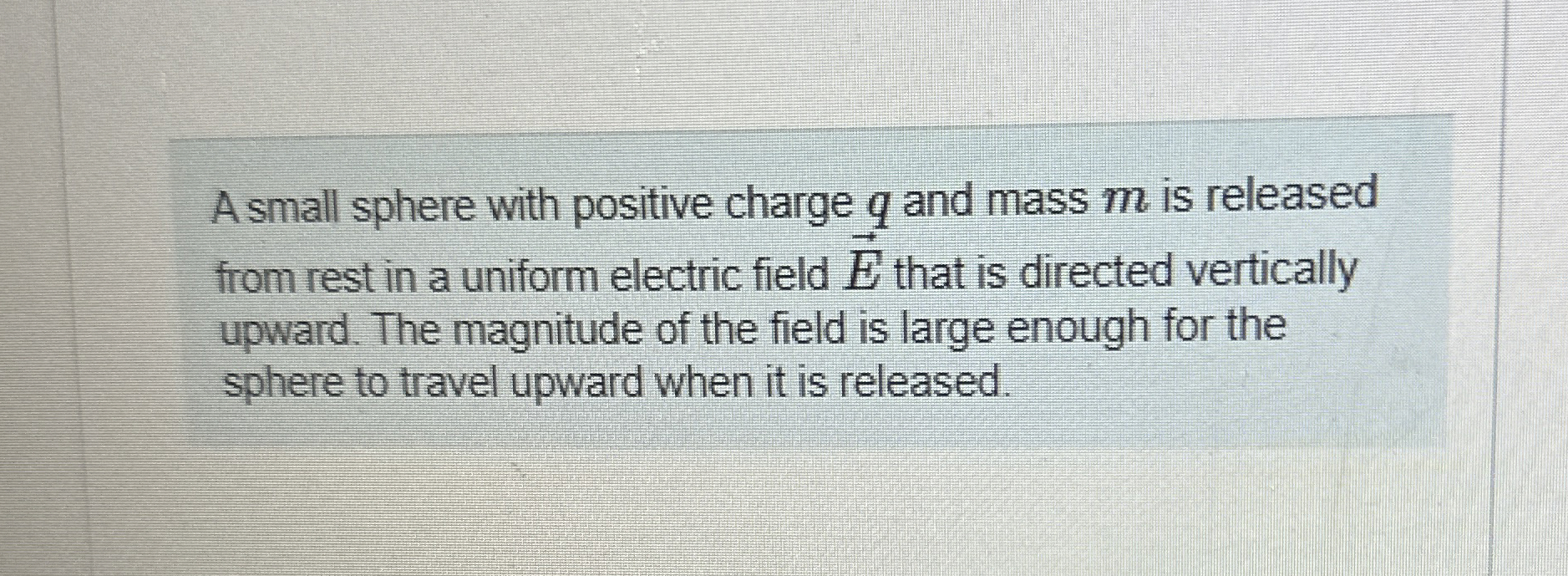 Solved A small sphere with positive charge q ﻿and mass m ﻿is | Chegg.com