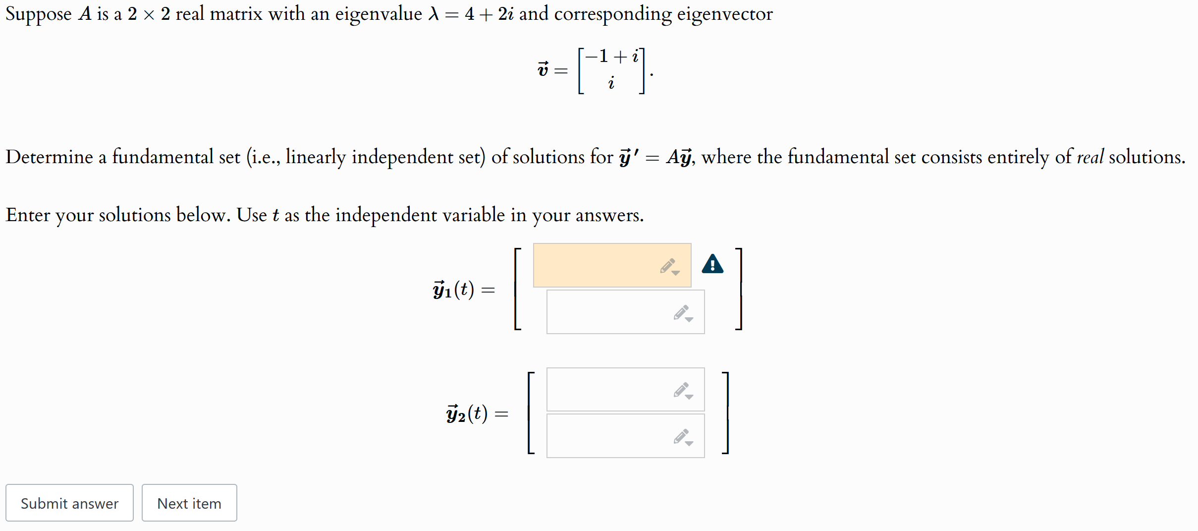 Solved Suppose A ﻿is a 2×2 ﻿real matrix with an eigenvalue | Chegg.com