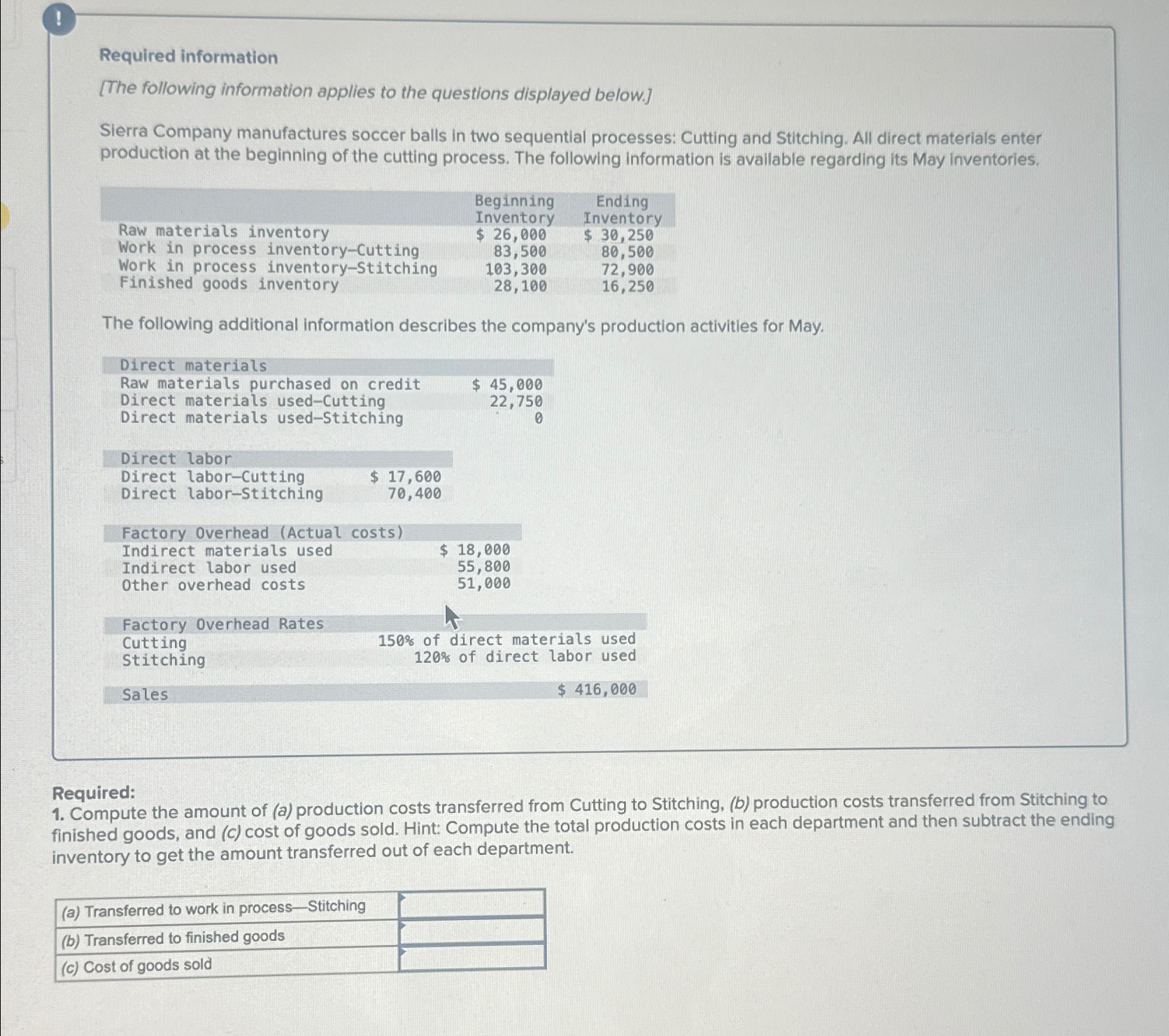 Solved !Required information[The following information | Chegg.com