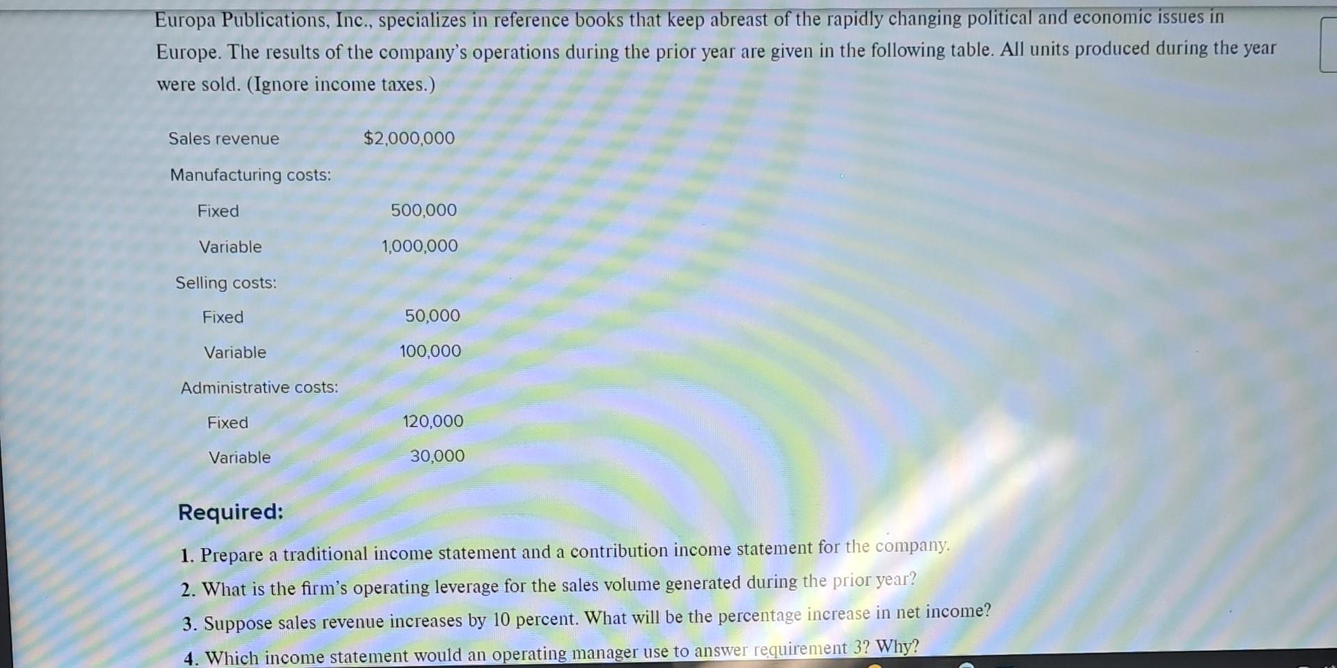 Solved Fill in the missing data for each of the following | Chegg.com