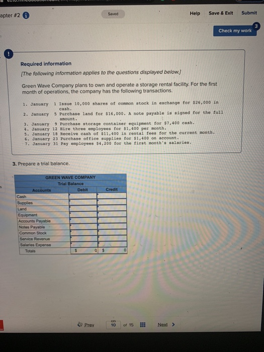 Solved Saved Help Save & Exit Submit apter #2 Check my work | Chegg.com