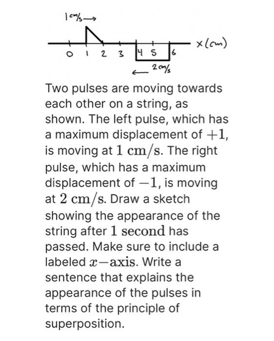 Solved Two pulses are moving towards each other on a string, | Chegg.com