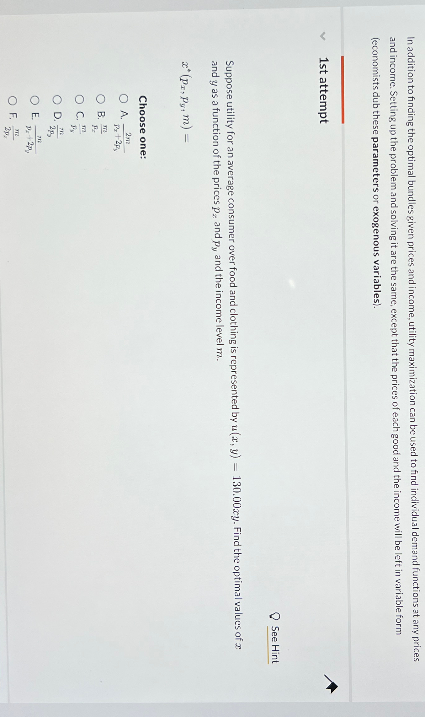 Solved In addition to finding the optimal bundles given | Chegg.com