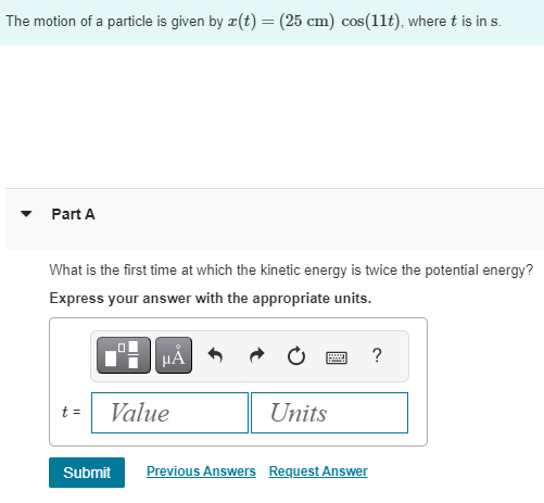 Solved The motion of a particle is given by | Chegg.com