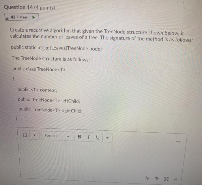 Solved Question 14 (4 points) Listen Create a recursive | Chegg.com