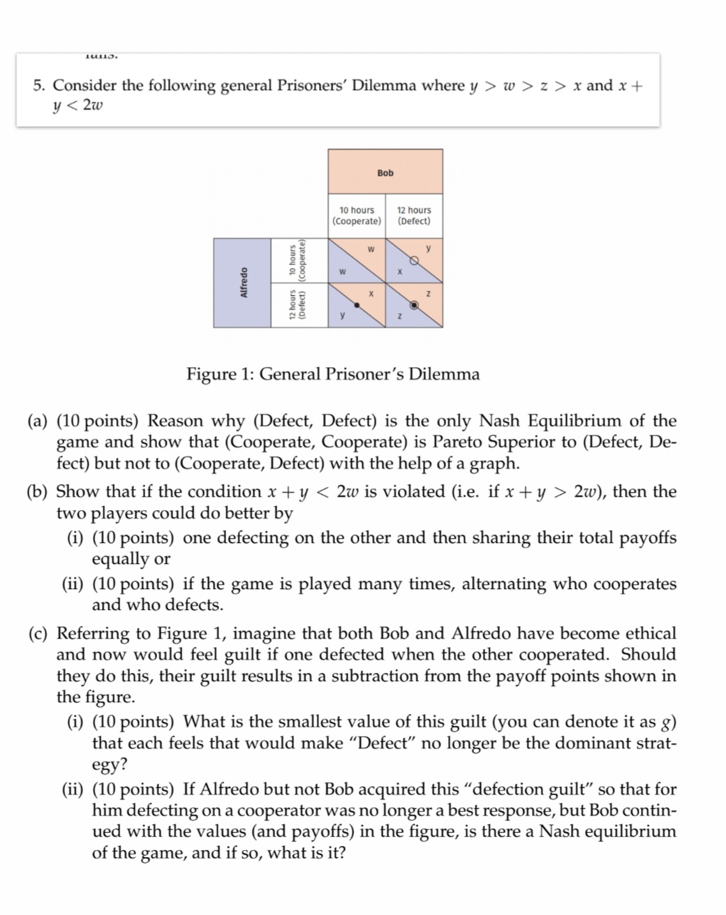 Solved Consider the following general Prisoners' Dilemma | Chegg.com