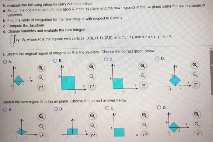 Solved To evaluate the following integrals carry out these | Chegg.com Solved To evaluate the following integrals carry out these | Chegg.com