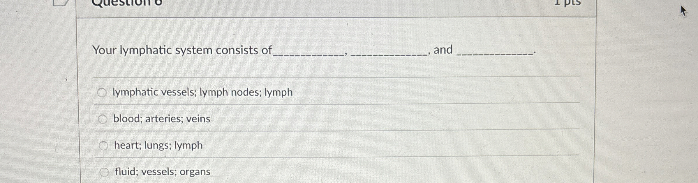 Solved Your lymphatic system consists of, ﻿andlymphatic | Chegg.com
