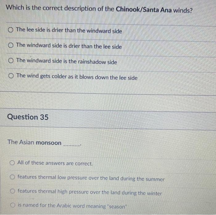 Solved Which is the correct description of the Chinook/Santa | Chegg.com