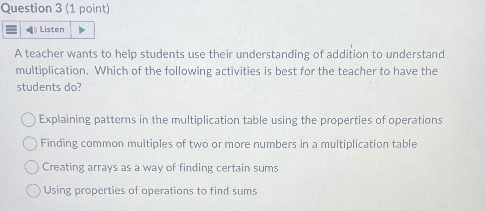 Solved Question 3 (1 point)A teacher wants to help students | Chegg.com Solved Question 3 (1 point)A teacher wants to help students | Chegg.com