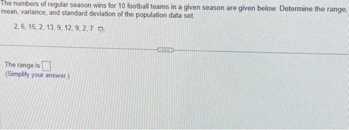 Solved Find The Range Of The Data Set Represented By The 