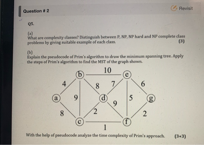 Solved Revisit Question # 2 Q5. What are complexity classes? | Chegg.com