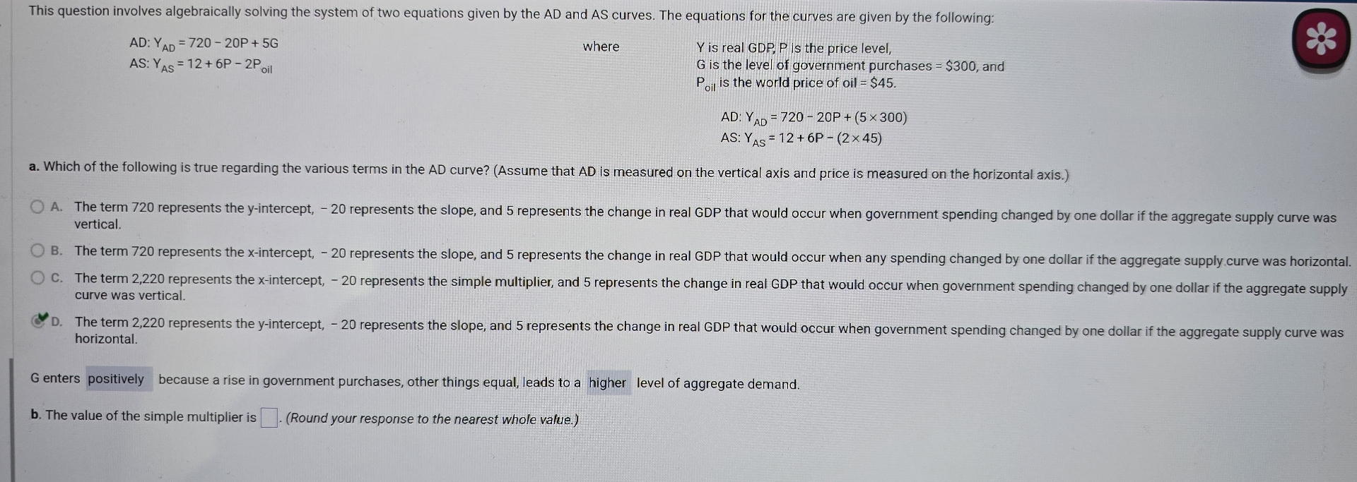Solved This question involves algebraically solving the | Chegg.com