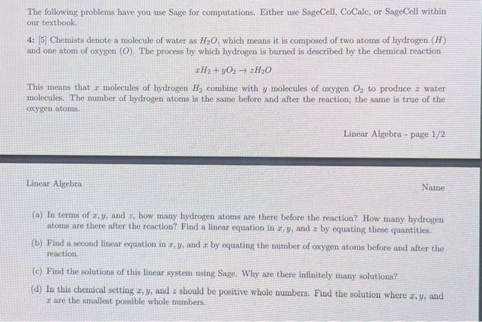 Solved The following problems have you use Sage for | Chegg.com