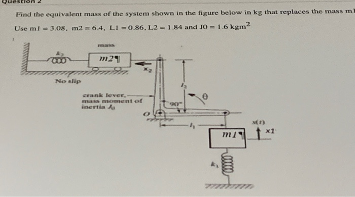 Solved Question 2 Find the equivalent mass of the system | Chegg.com