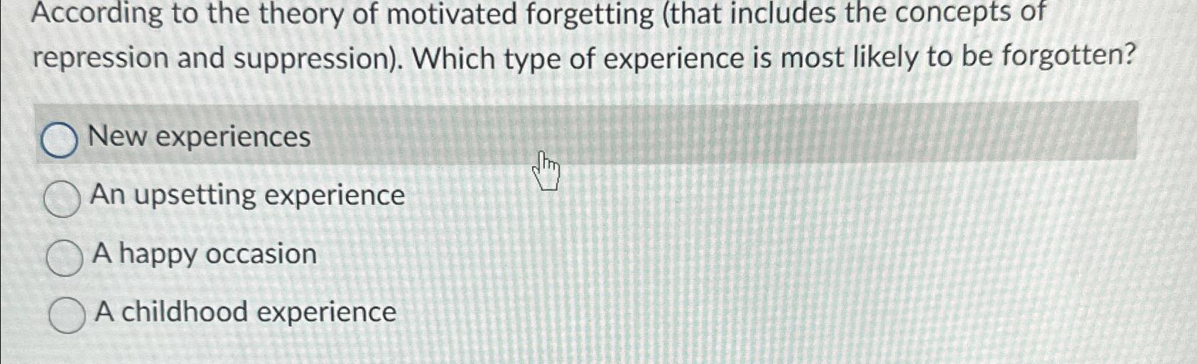 Solved According to the theory of motivated forgetting (that | Chegg.com