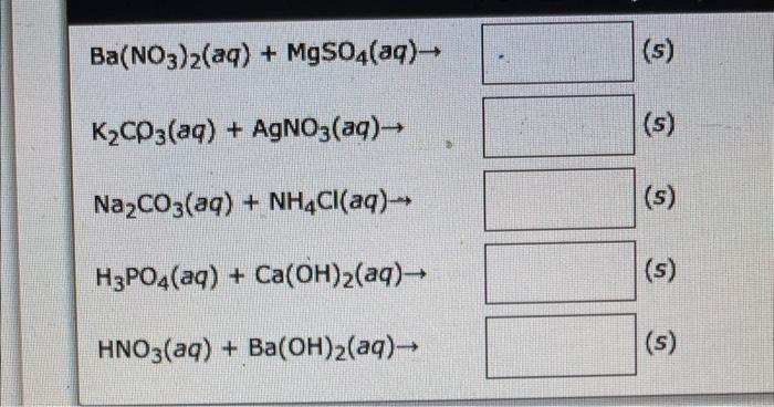 Solved Ba(NO3)2(aq)+MgSO4(aq)→ K2CP3(aq)+AgNO3(aq)→ | Chegg.com