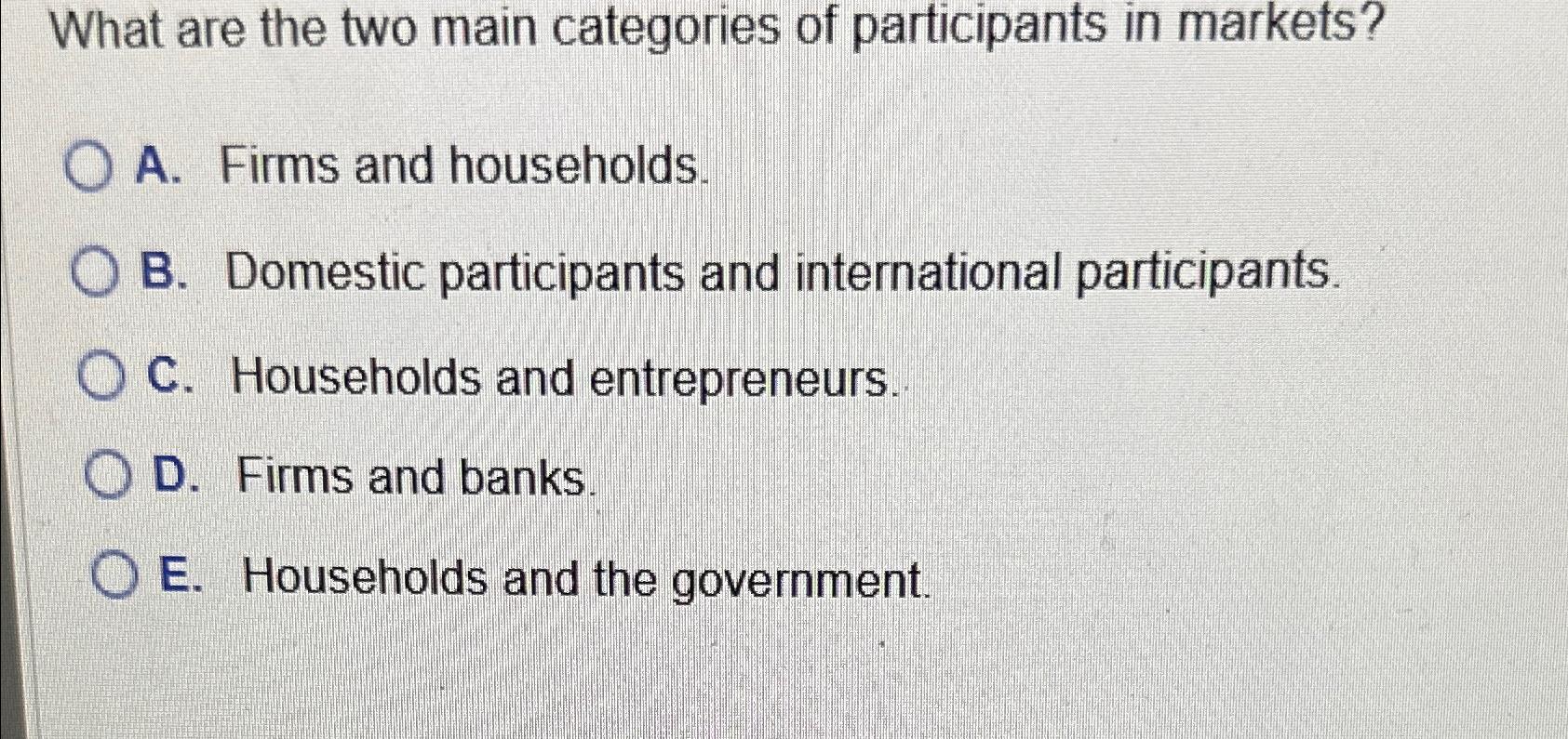Solved What are the two main categories of participants in | Chegg.com