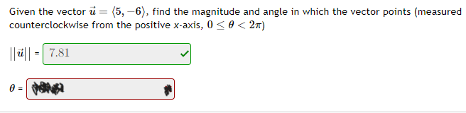 Solved Given the vector vec(u)=(5,-6), ﻿find the magnitude | Chegg.com
