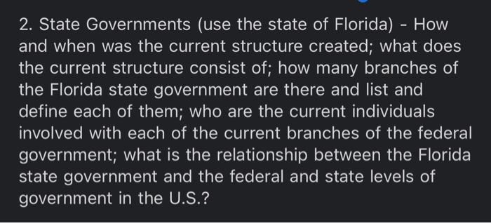 2. State Governments (use the state of Florida) - How | Chegg.com