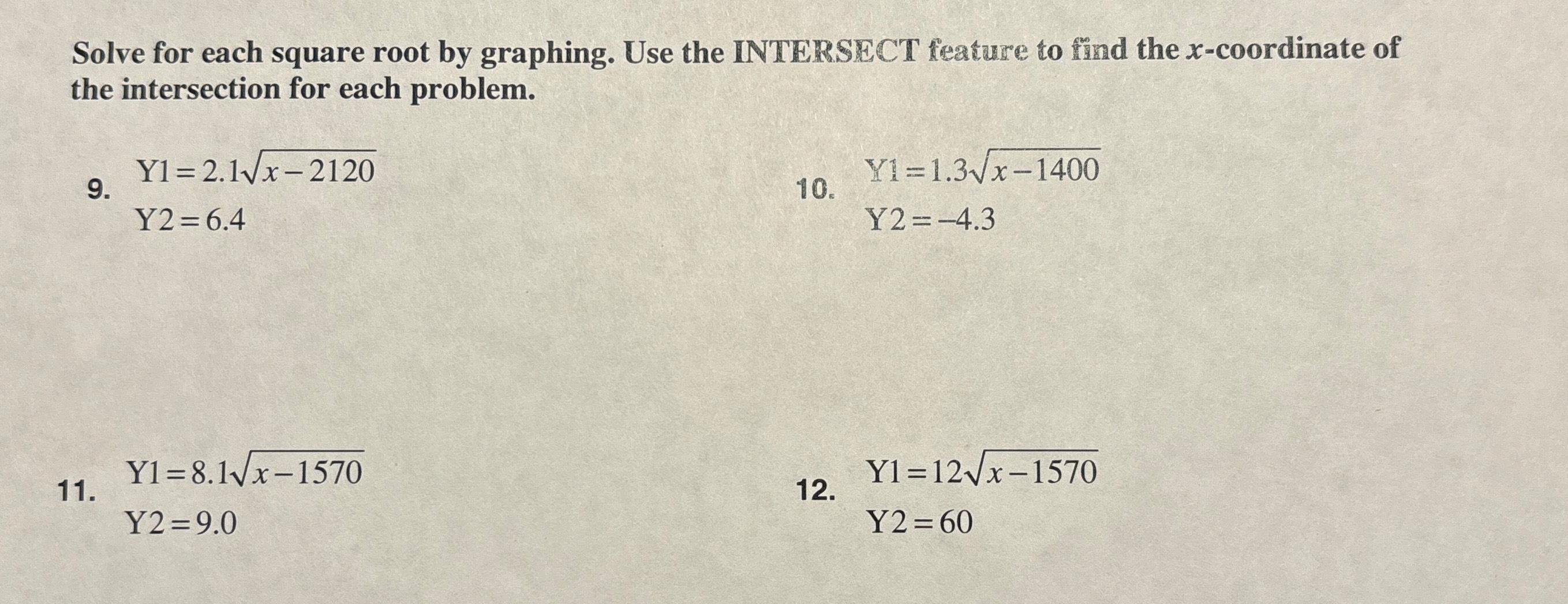Solved Solve for each square root by graphing. Use the | Chegg.com