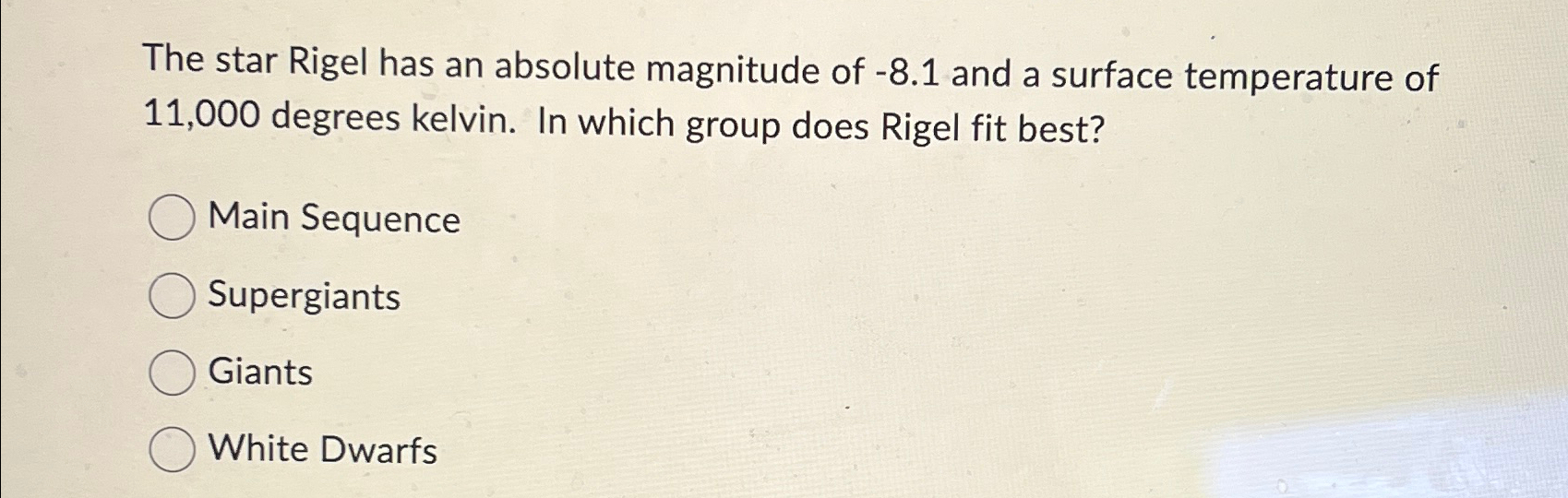 Solved The star Rigel has an absolute magnitude of -8.1 ﻿and | Chegg.com