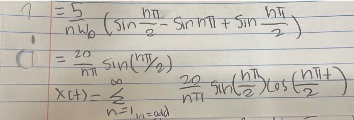 λ=nω05(sin2nπ−sinnπ+sin2nπ) =nπ20sin(2nπ) | Chegg.com