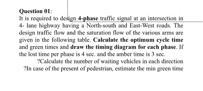 Question 01: It is required to design 4-phase traffic | Chegg.com
