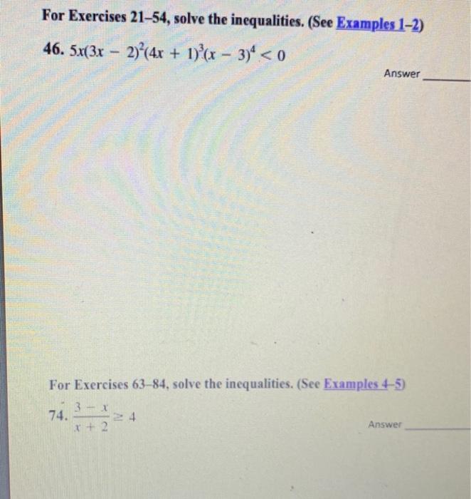 Solved For Exercises 21-54, solve the inequalities. (See | Chegg.com