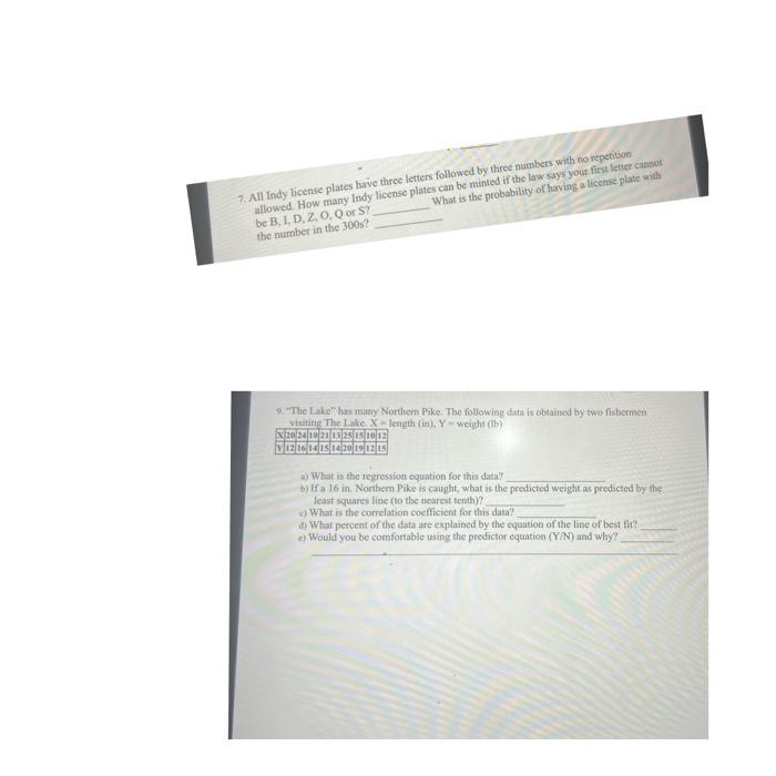 Solved 7. All Indy license plates bave three letters | Chegg.com