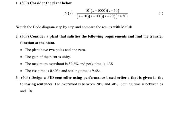 Solved (30P) ﻿Consider the plant | Chegg.com
