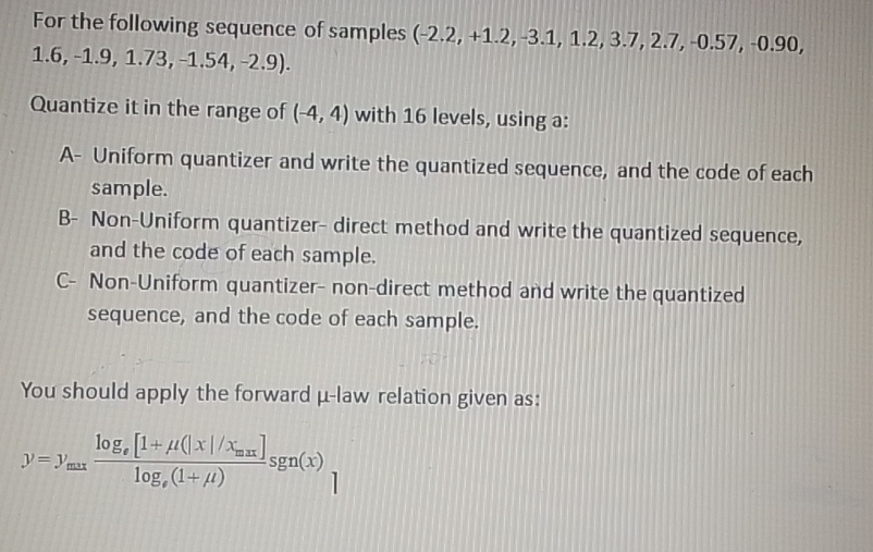Solved For the following sequence of samples | Chegg.com