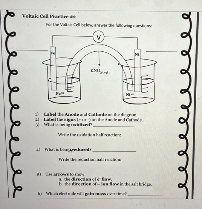 Solved Voltaic Cell Practice #2 ee For the Voltaic Cell | Chegg.com