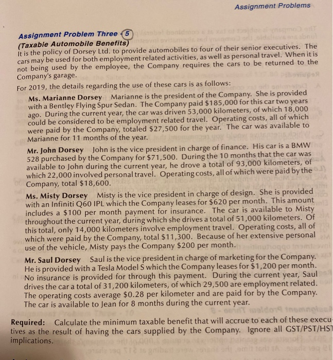 Assignment Problems Assignment Problem Three 5 | Chegg.com