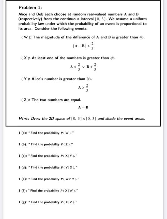 Solved Problem 1: Alice and Bob each choose at random | Chegg.com