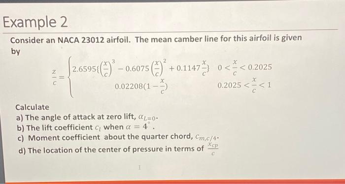 Solved Consider an NACA 23012 airfoil. The mean camber line | Chegg.com