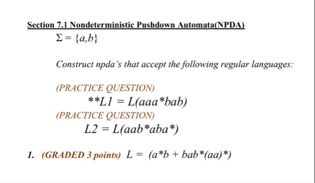 Solved Construct the NPDAs for these three questions and | Chegg.com