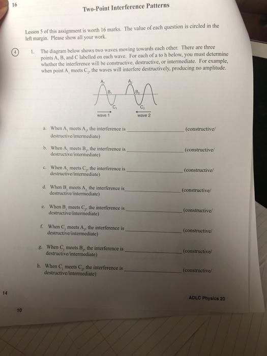 Solved 16 Two-Point Interference Patterns Lesson of this | Chegg.com