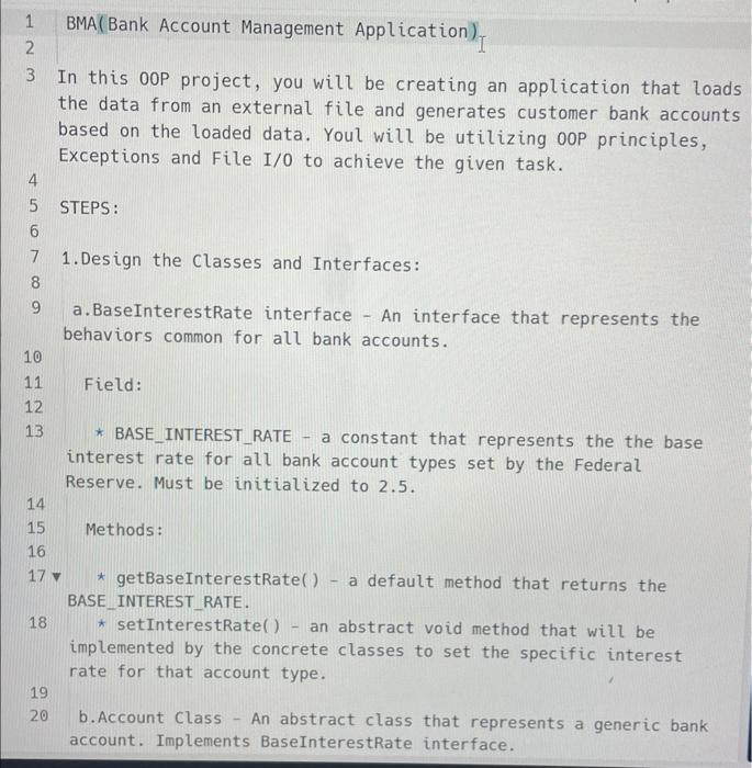 Solved 1 BMA(Bank Account Management Application) 3 In this | Chegg.com