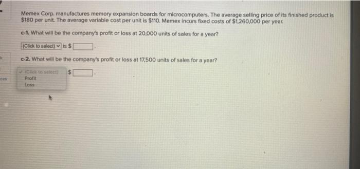 Solved Memex Corp, manufactures memory expansion boards for | Chegg.com