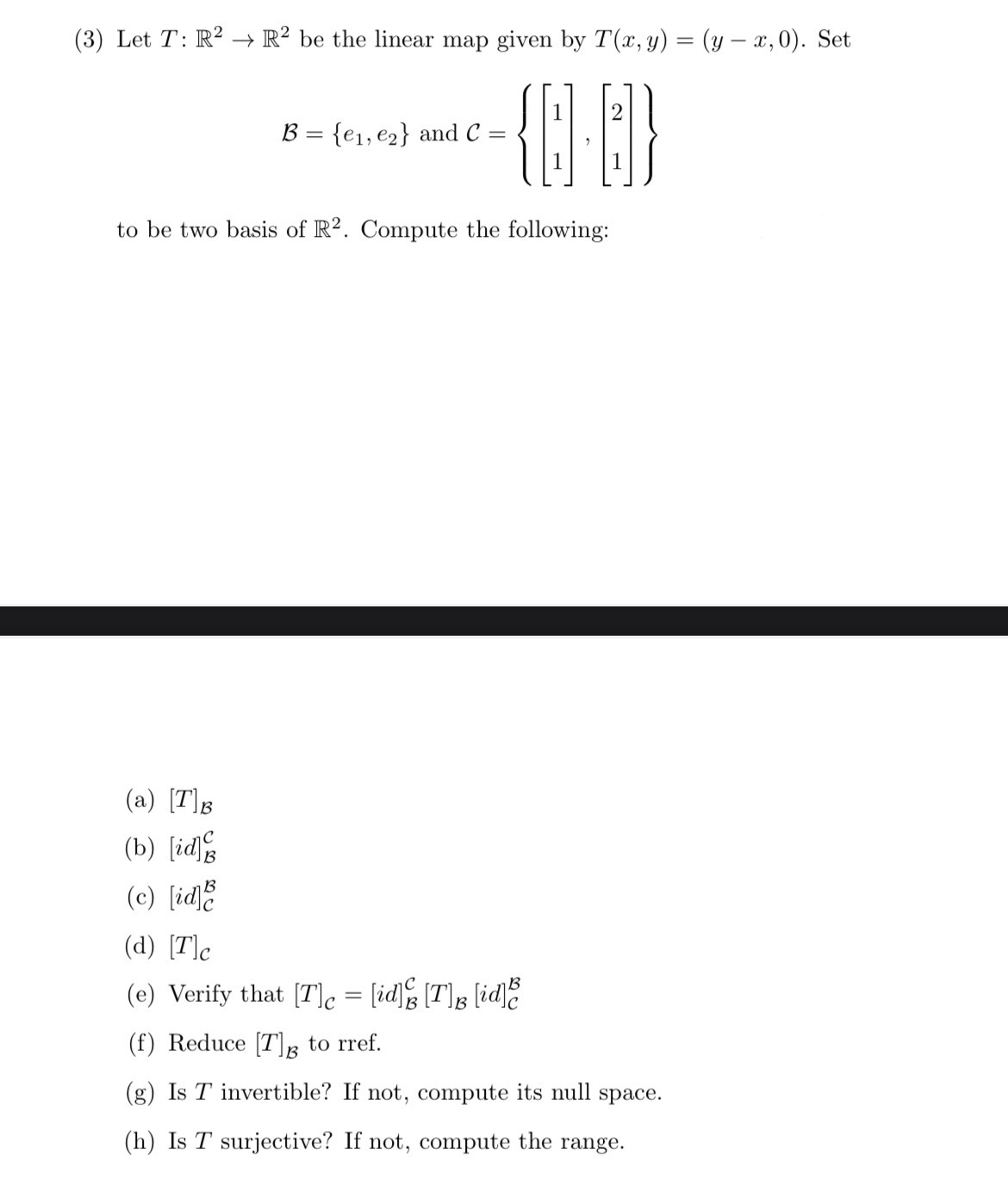 Solved (3) ﻿Let T:R2→R2 ﻿be the linear map given by | Chegg.com
