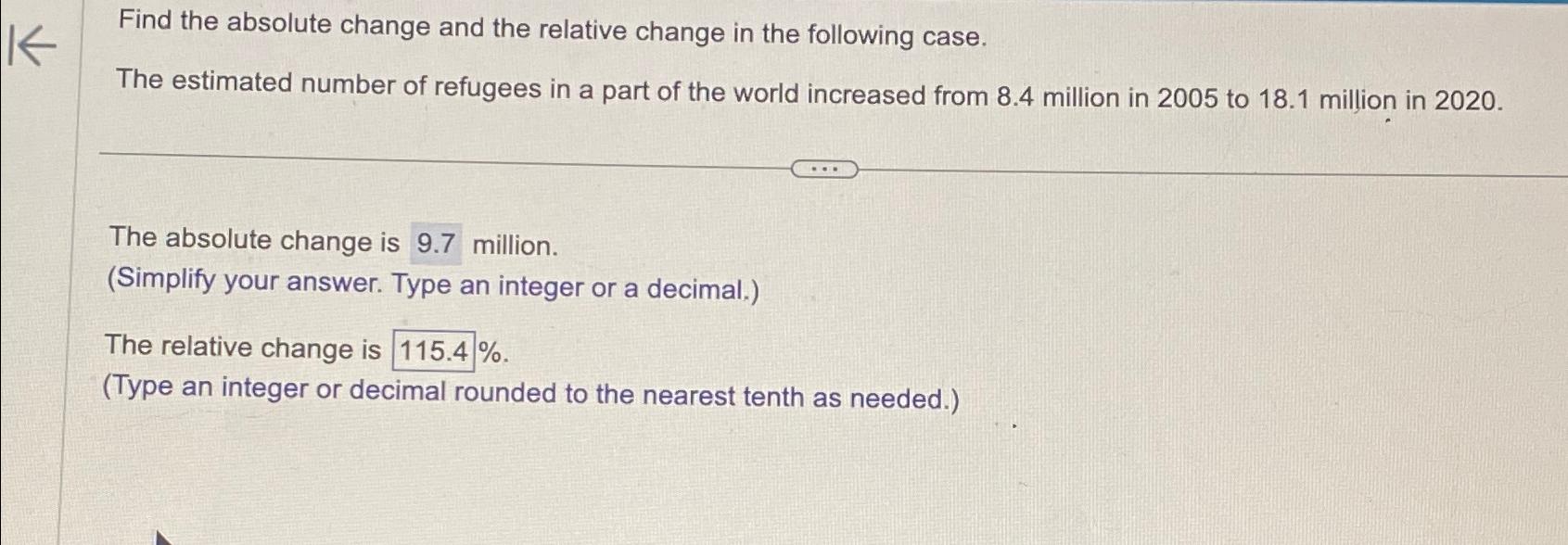 Solved Find the absolute change and the relative change in | Chegg.com
